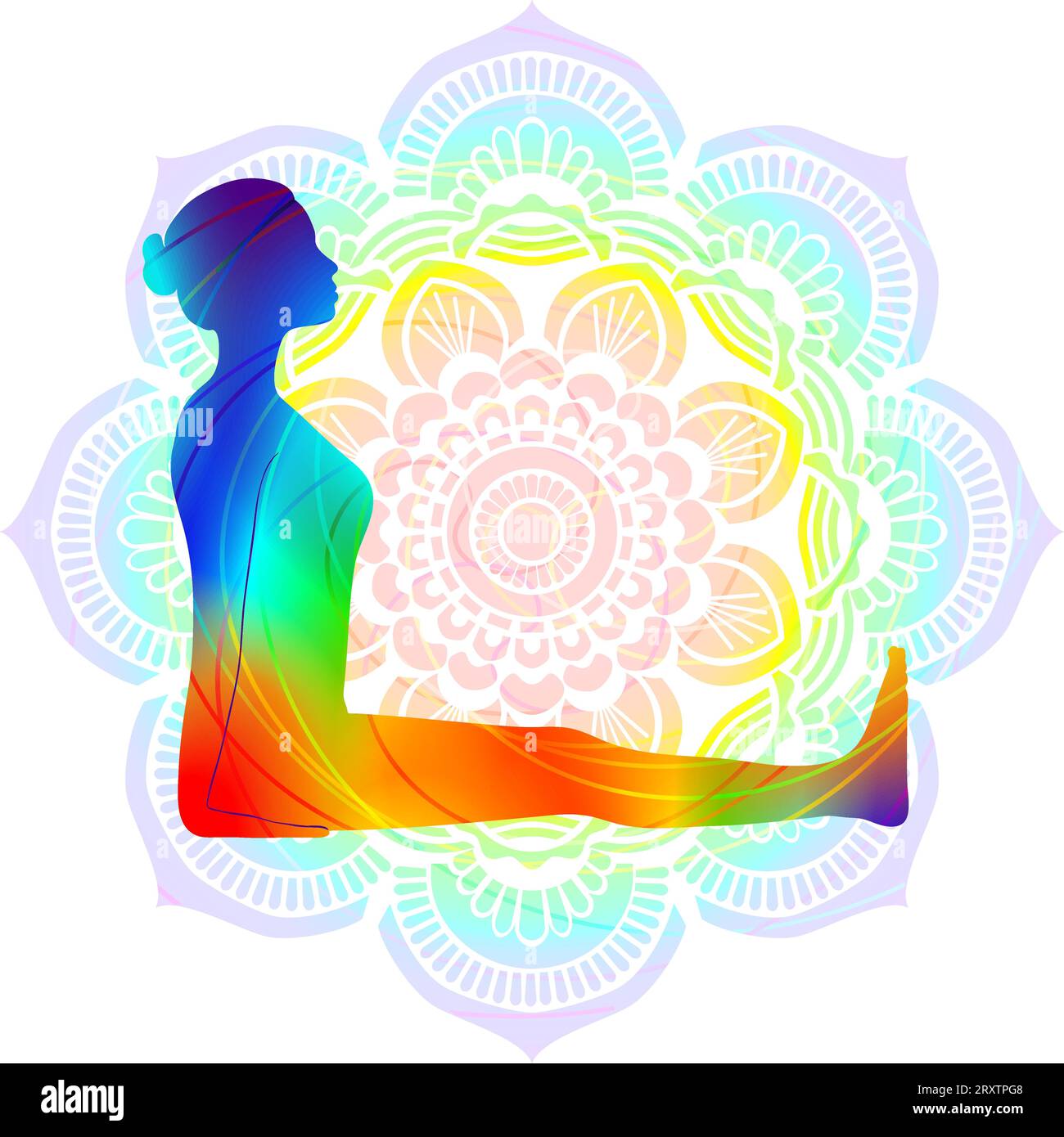 Colorful silhouette yoga posture. Staff pose or Stick pose. Dandasana ...