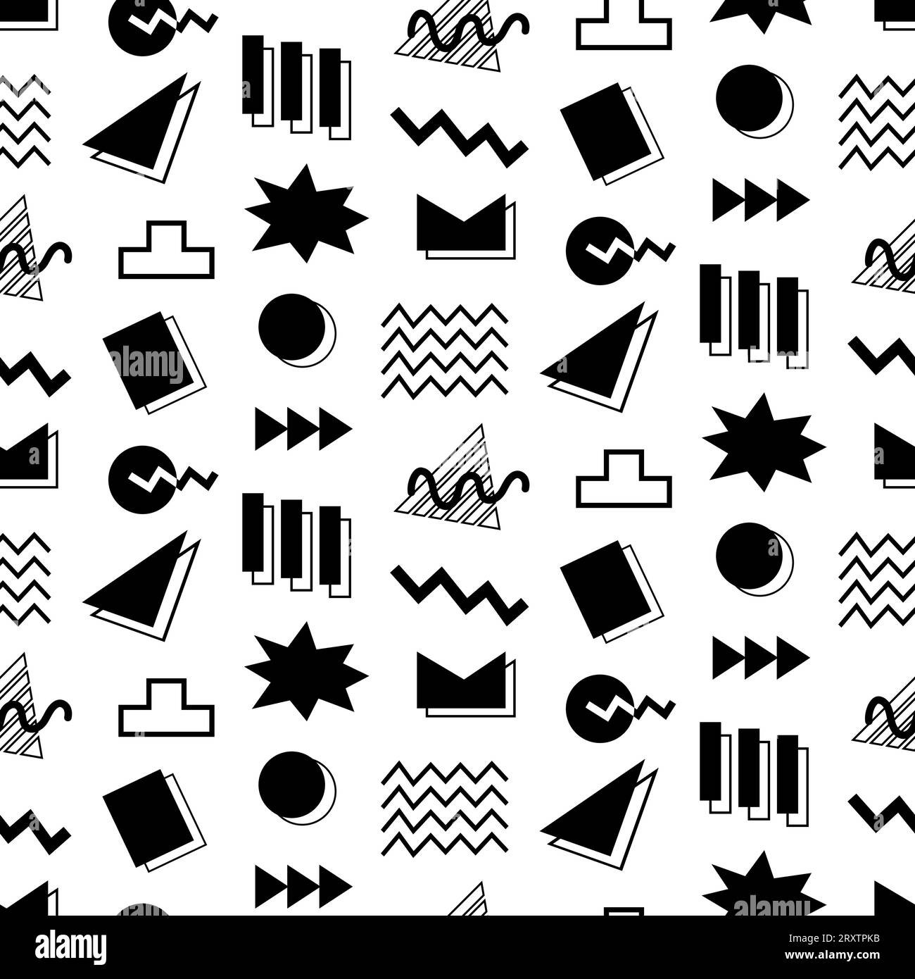 90s Trendy Geometric Memphis Seamless Pattern Stock Vector Image & Art ...