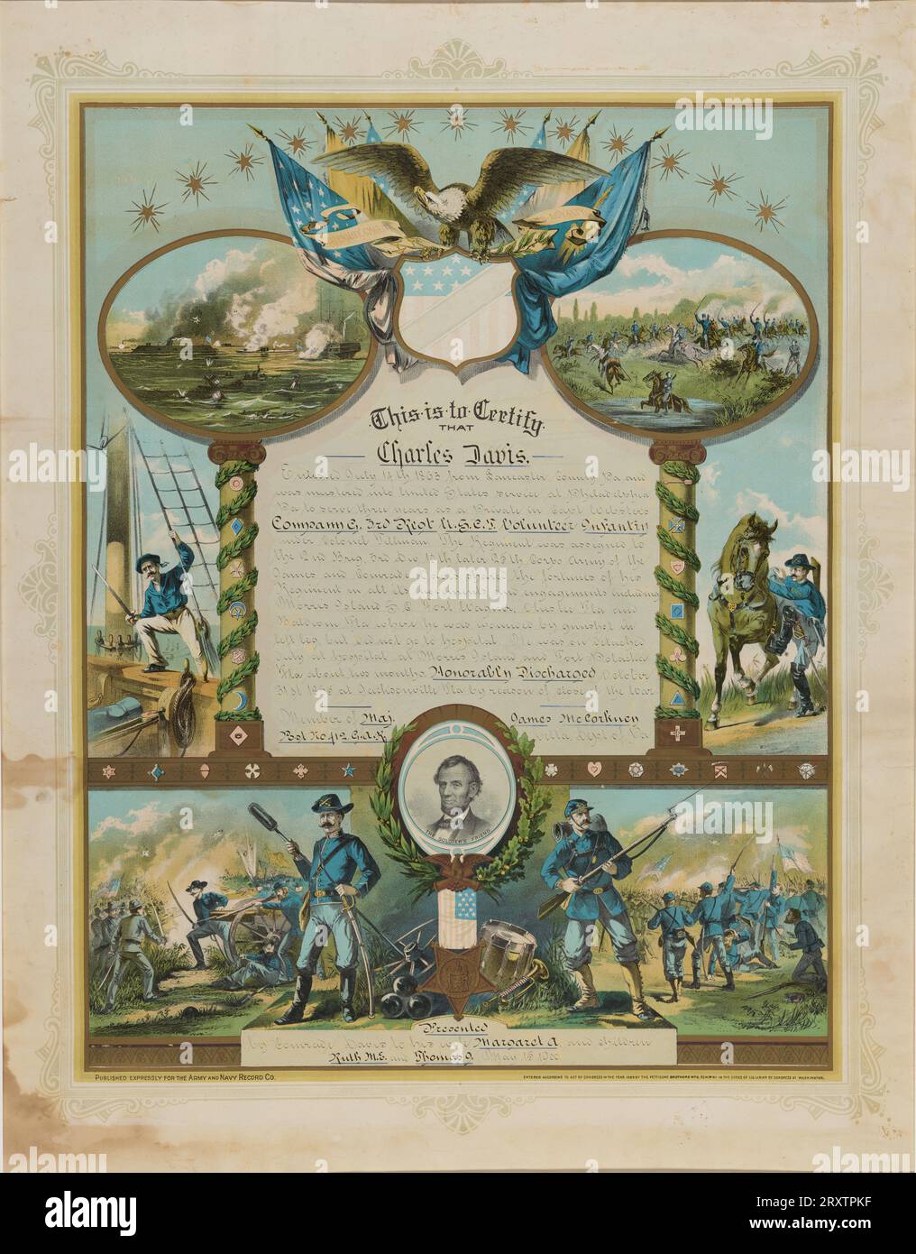 GAR Memorial Certification of Honorable Discharge for Charles Davis May ...