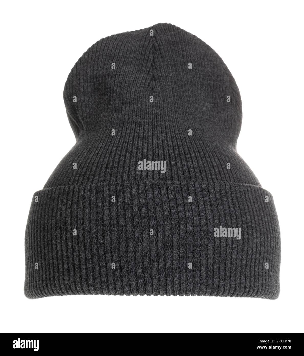 Dark grey knit cap isolated on white background Stock Photo - Alamy