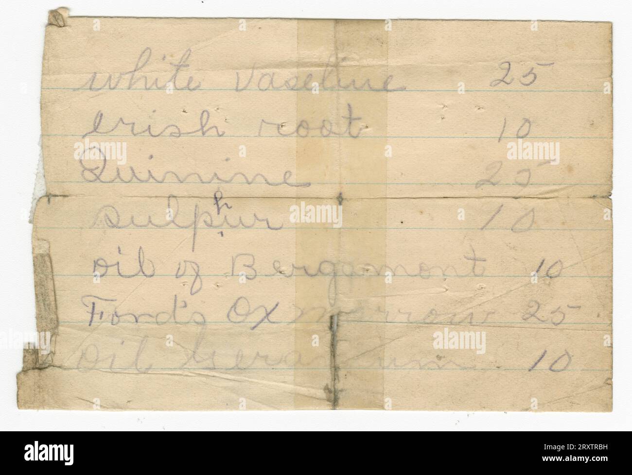 Handwritten price list for Poro College products written on lined paper ...