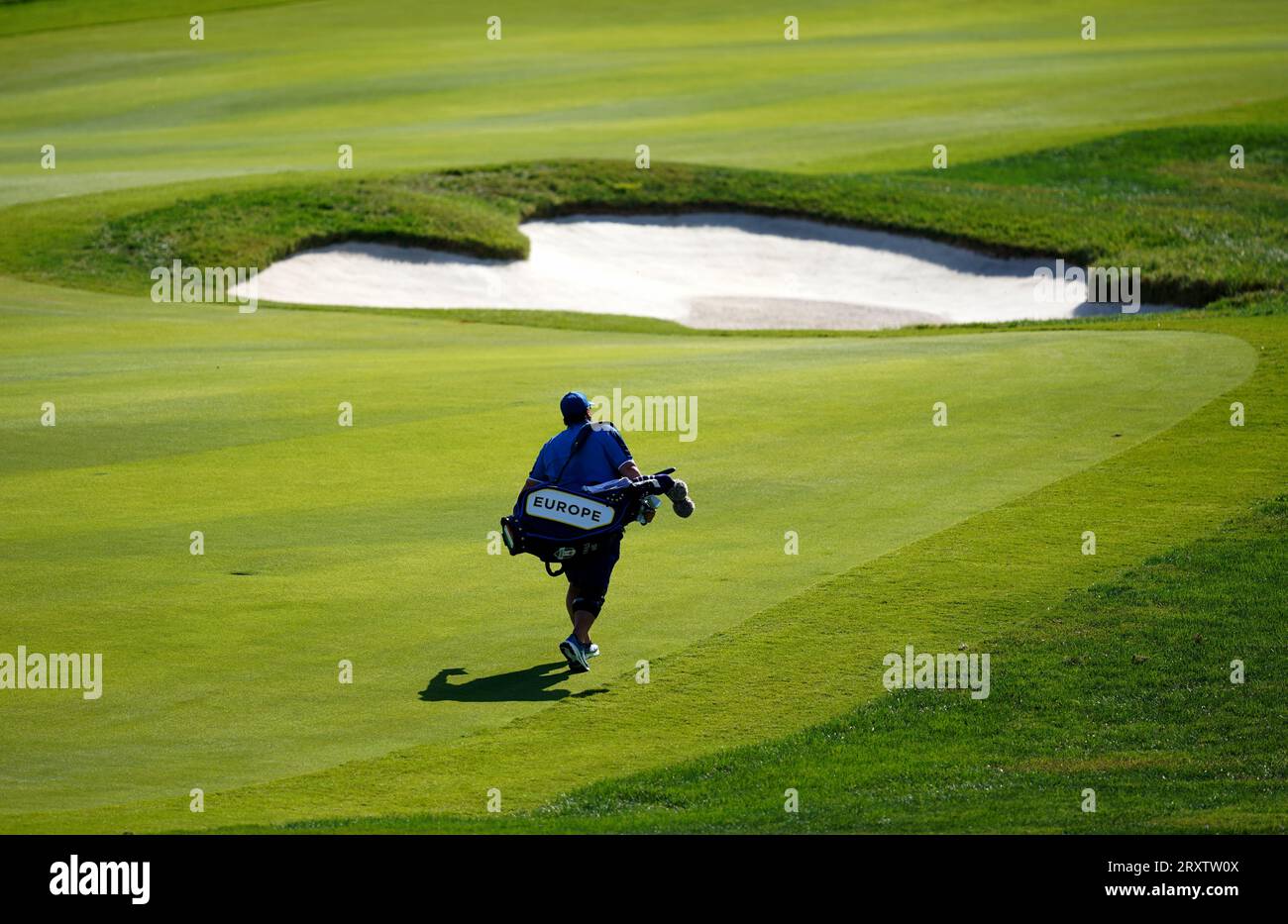 Duane Bock, caddie for Team Europe's Sepp Straka at the Marco Simone ...