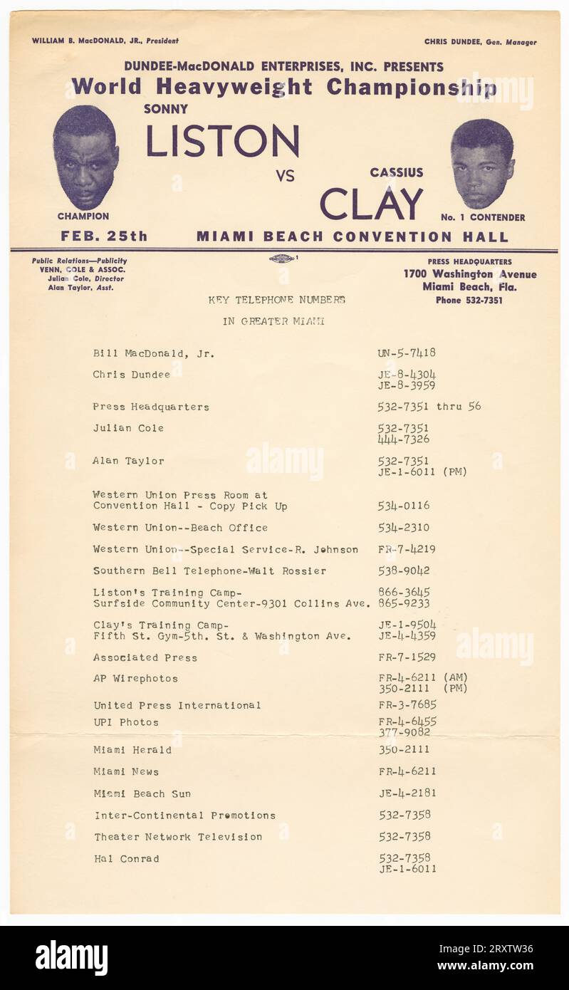 Document listing telephone numbers in the greater Miami area February ...