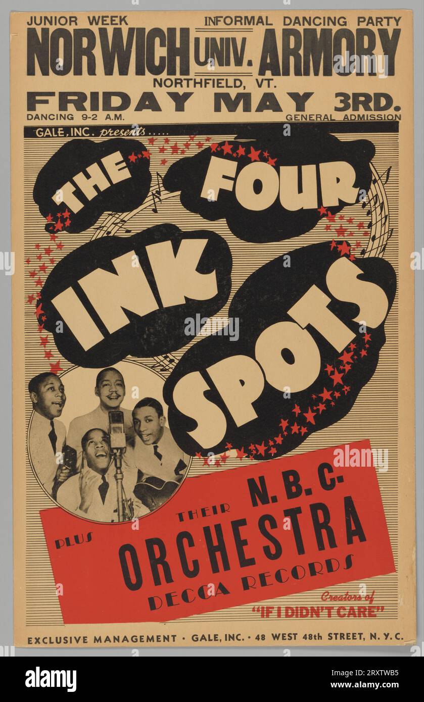 Poster on heavy cardboard stock advertising a performace of The Four ...