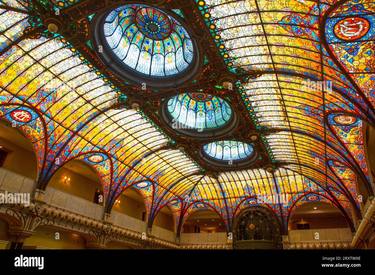 Tiffany Glass Ceiling, Gran Hotel, Mexico City, Mexico, North America Stock Photo - Alamy