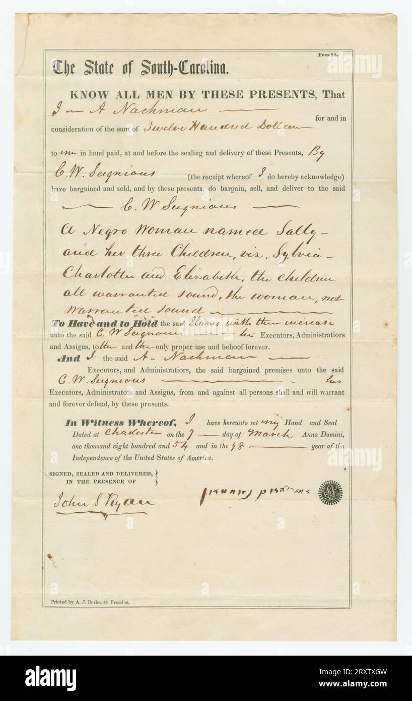 Printed Bill of Sale with handwritten information filled-in. The ...