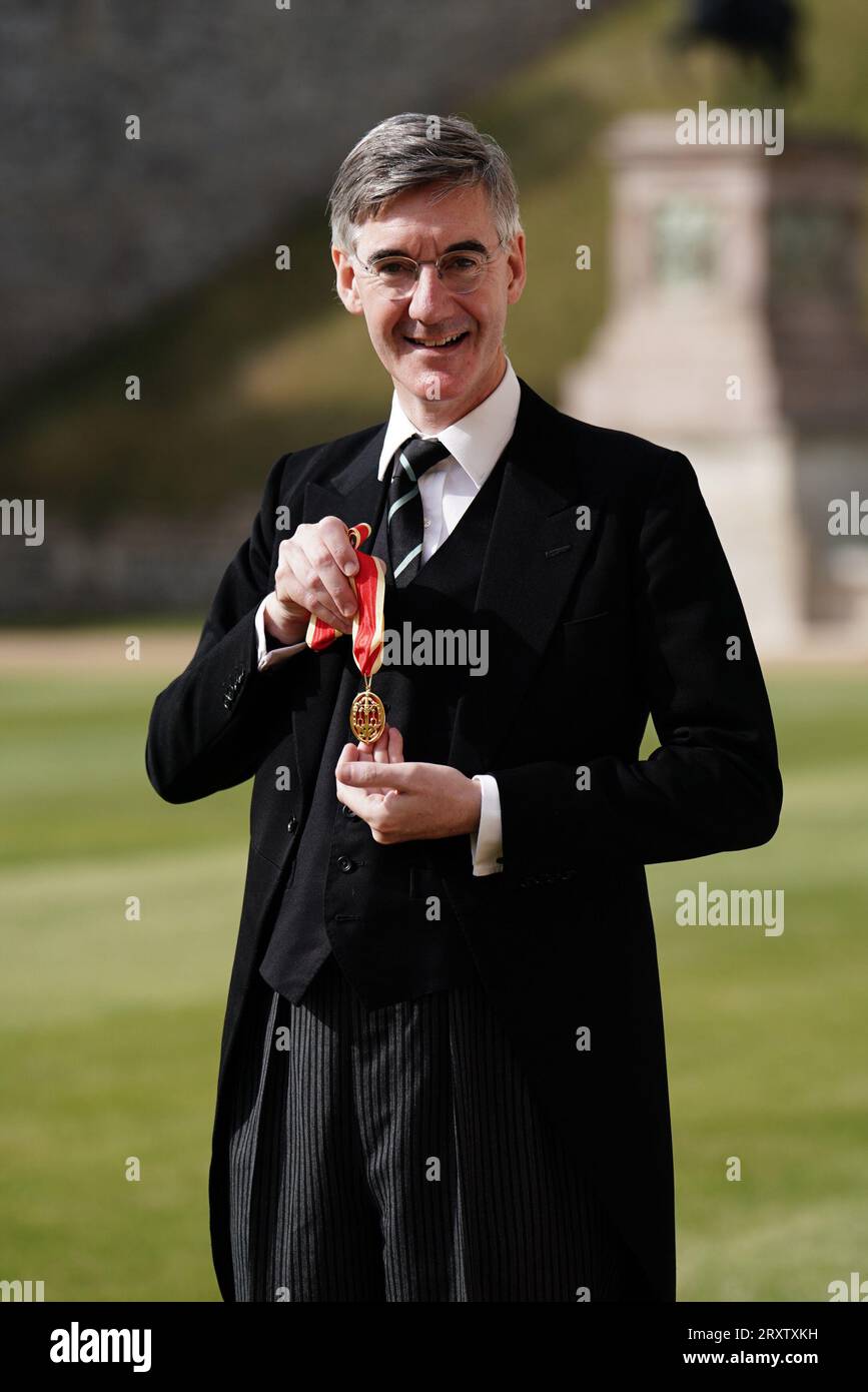 Sir Jacob Rees-Mogg after being made a Knight Bachelor of the British ...