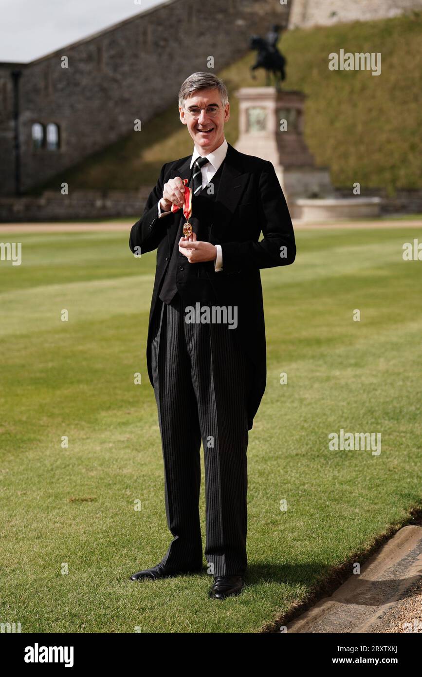 Sir Jacob Rees-Mogg after being made a Knight Bachelor of the British ...