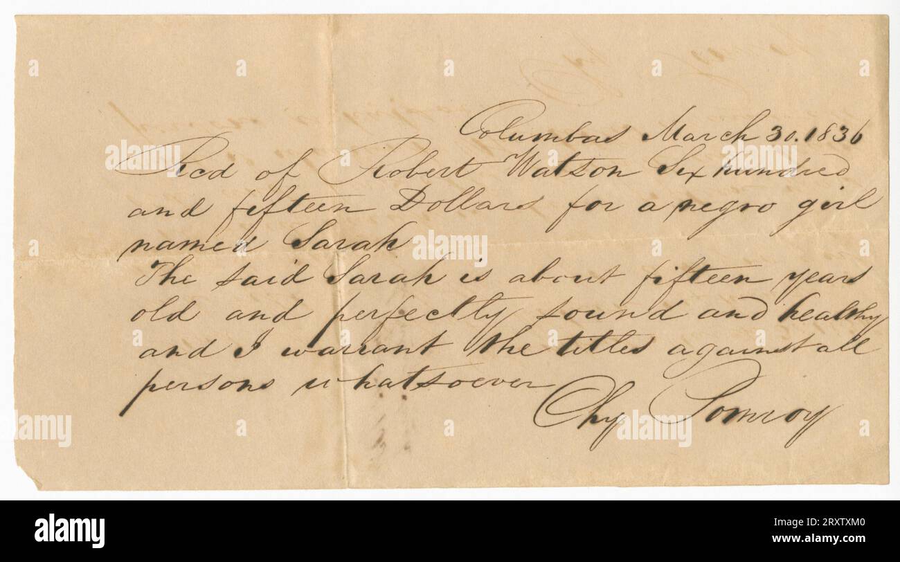 Handwritten document written in ink on off white paper. The document ...