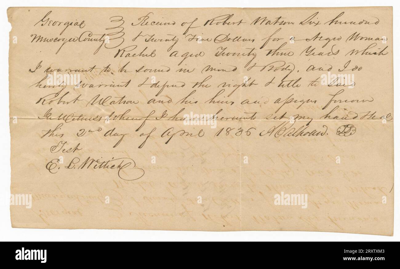 Handwritten document on off-white paper. Written on April 2, 1836 by A ...