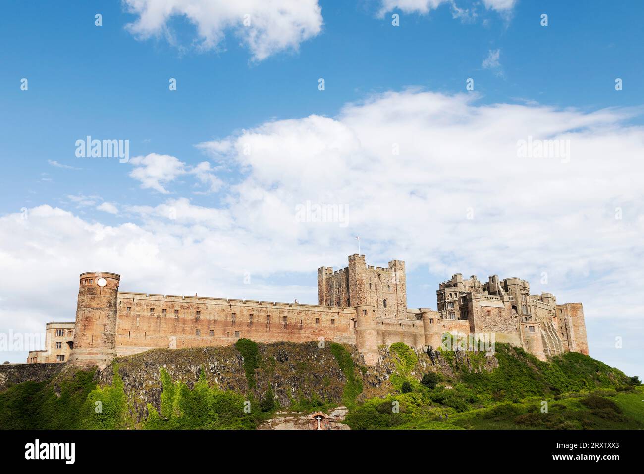 Bamburgh Castle, a fortress constructed on top of a craggy outcrop of ...