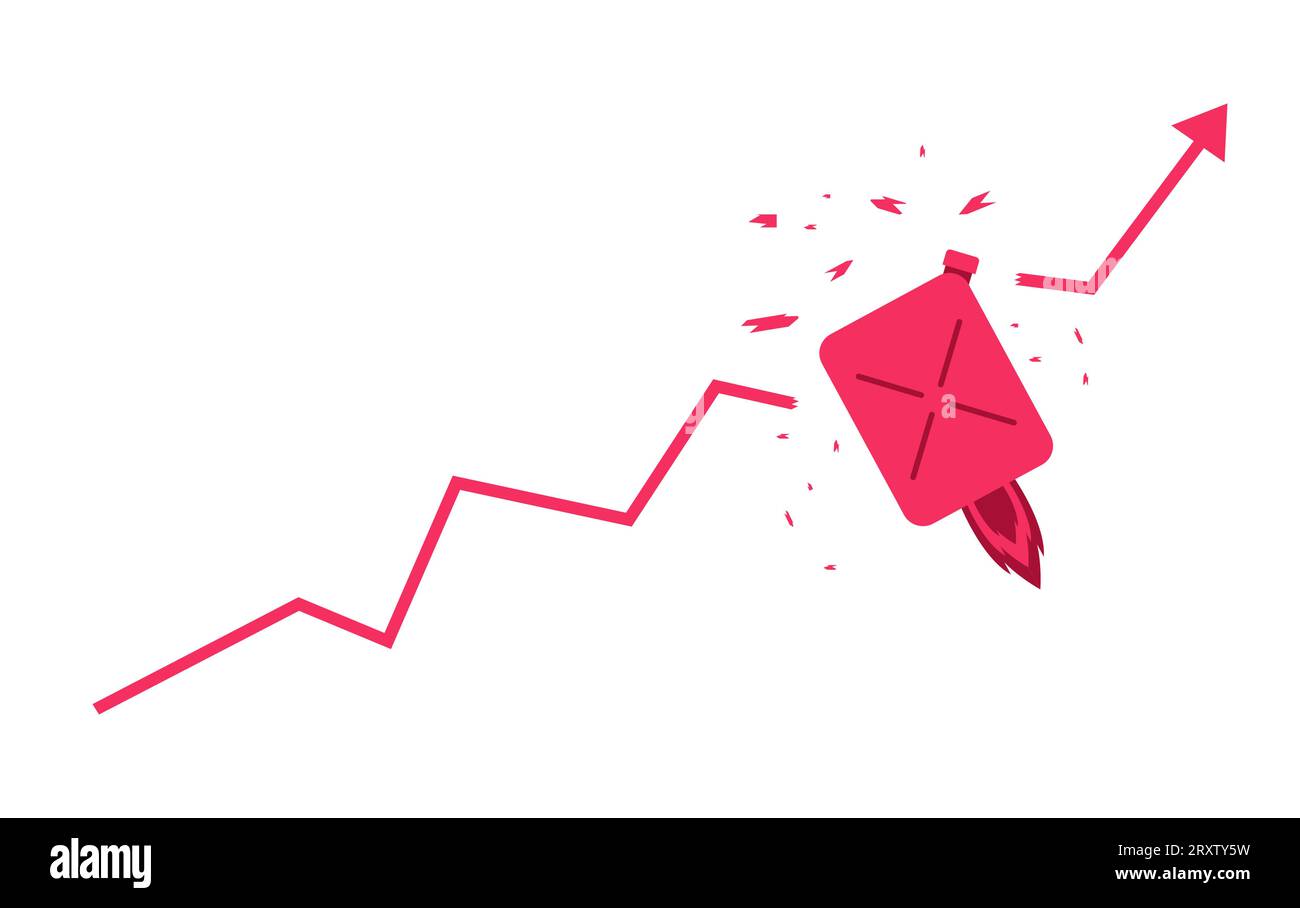 High oil price. Inflation of crude barrel. Graph with increase of ...