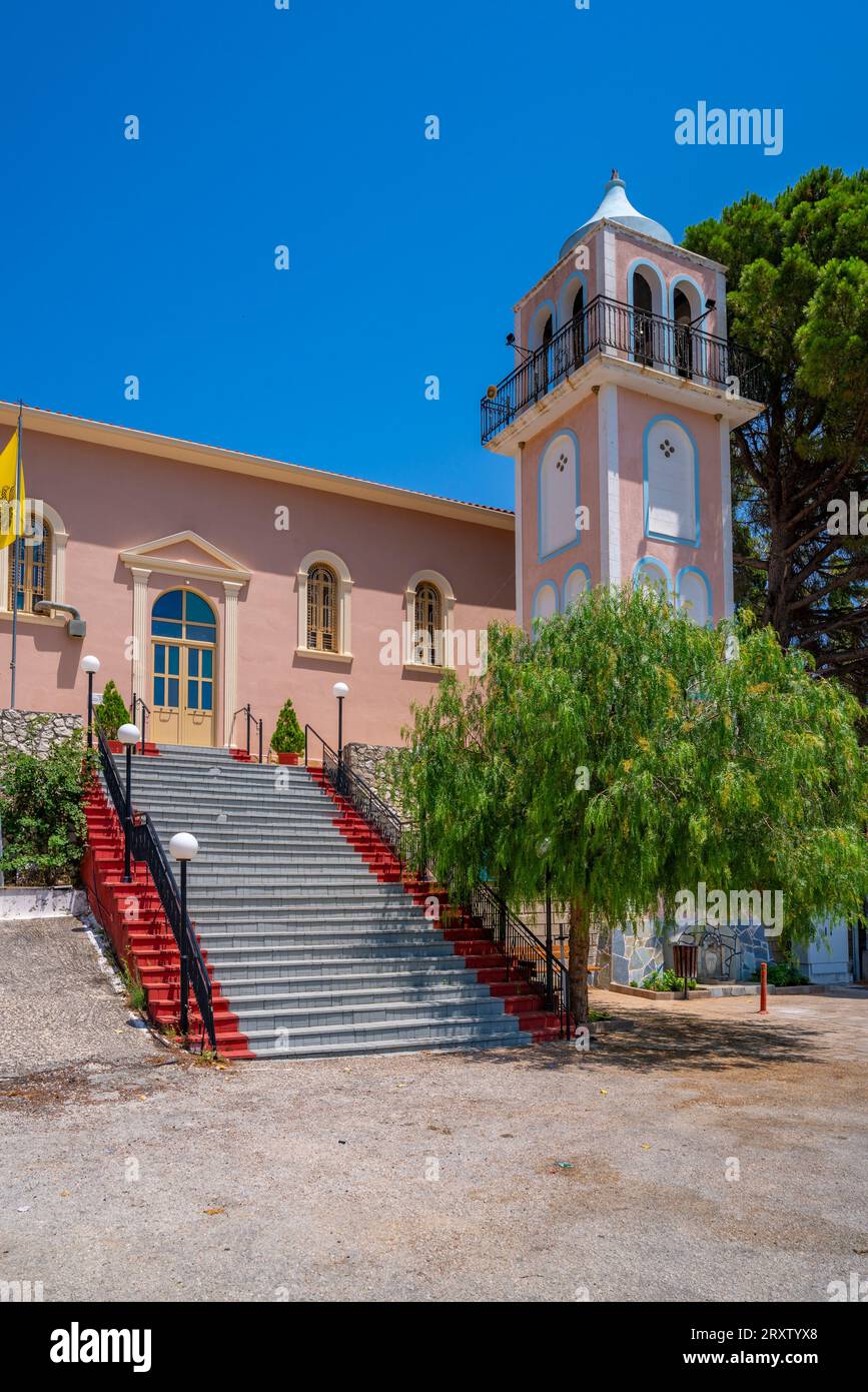 View of Church of the Dormition of the Virgin, Pastra, Kefalonia ...