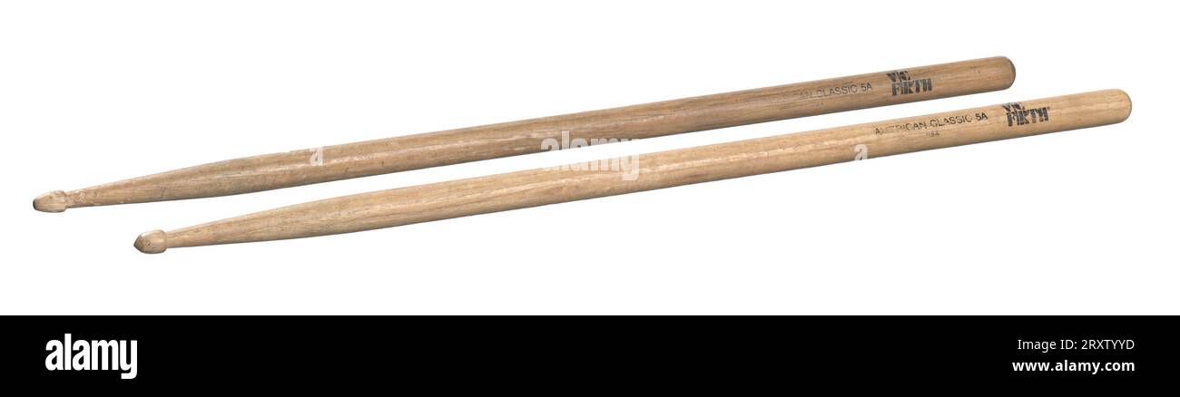 Two drumsticks with labels that read "VIC / FIRTH" and "AMERICAN ...