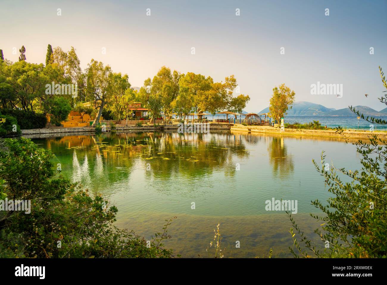 View of Karavomilos Lake in Sami, Sami, Kefalonia, Ionian Islands ...