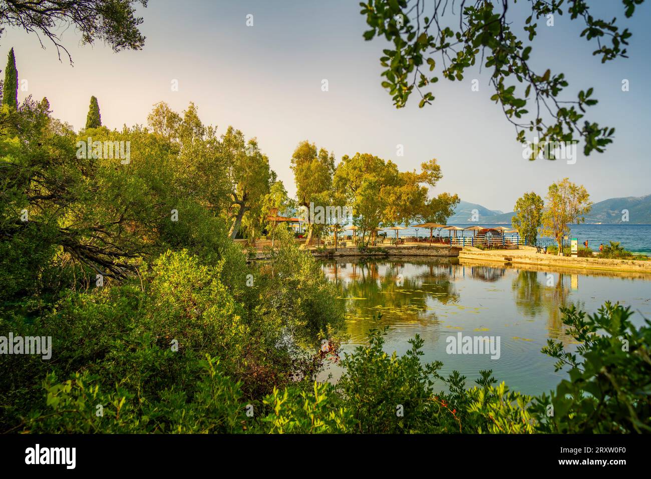 View of Karavomilos Lake in Sami, Sami, Kefalonia, Ionian Islands ...