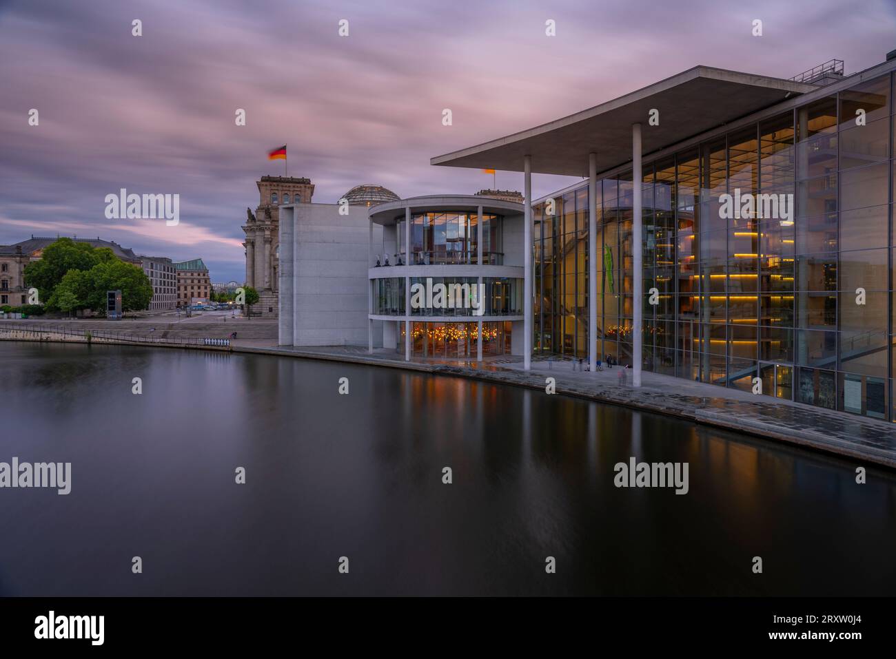 View of the River Spree, the Reichstag (German Parliament building) and ...