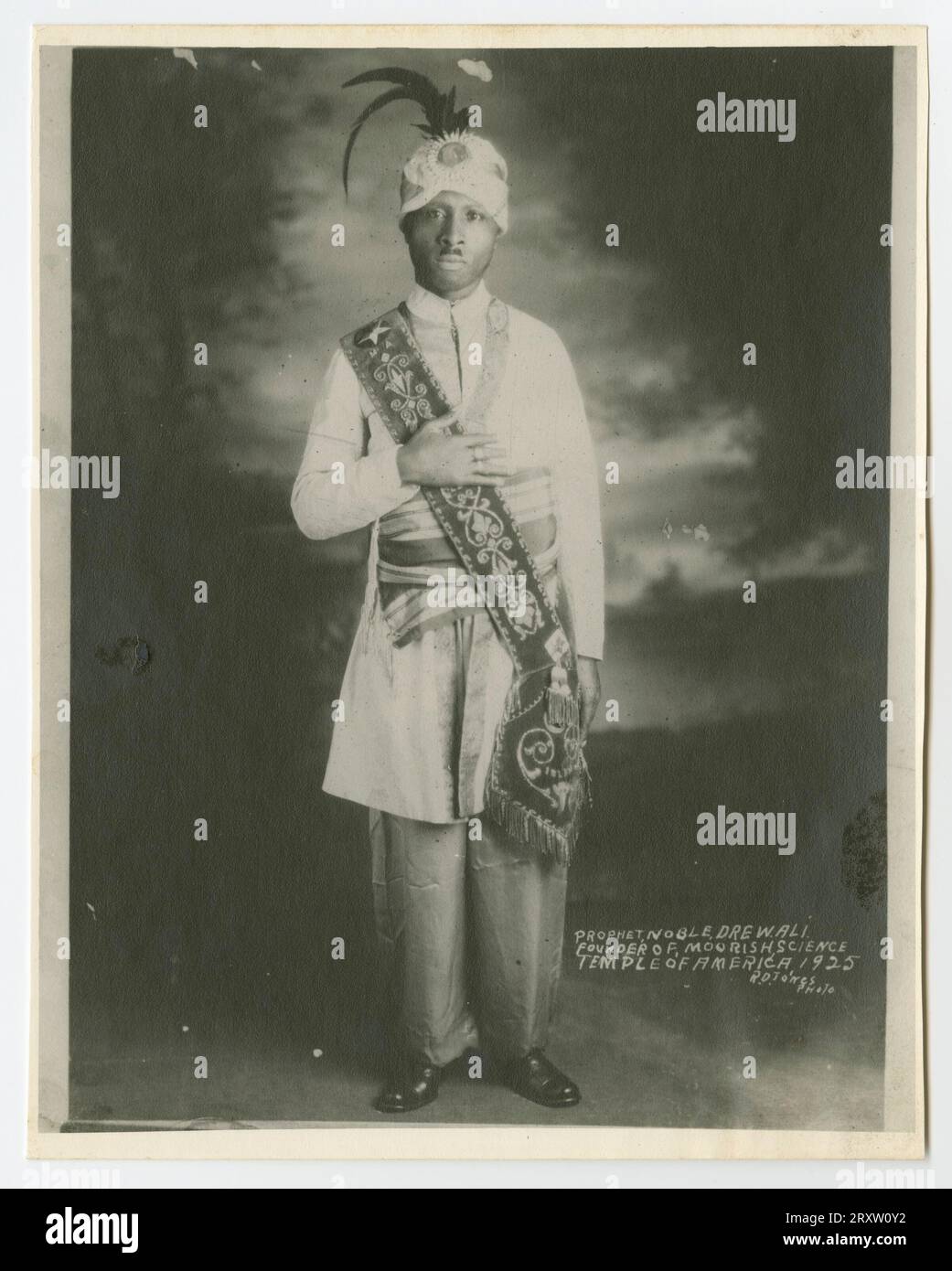 Gelatin silver print full-length portrait of Prophet Noble Drew Ali ...