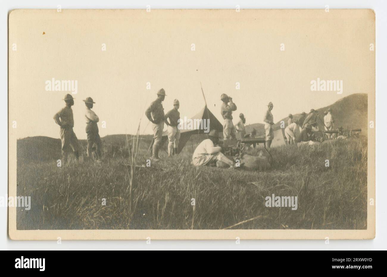 Silver gelatin photographic postcard of a large group of soldiers ...