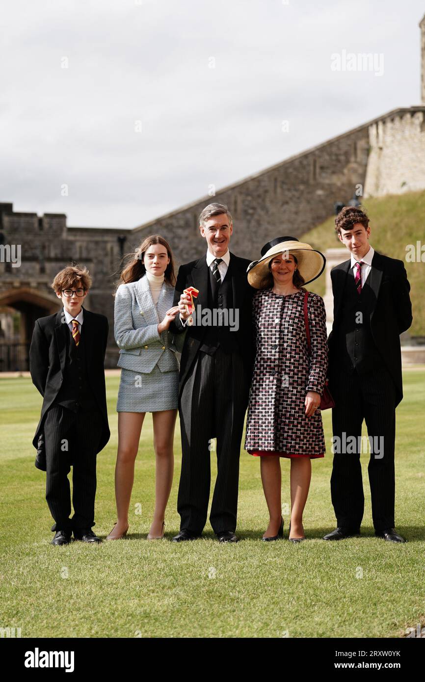 Sir Jacob Rees-Mogg with his wife Helen de Chair (second right) and ...