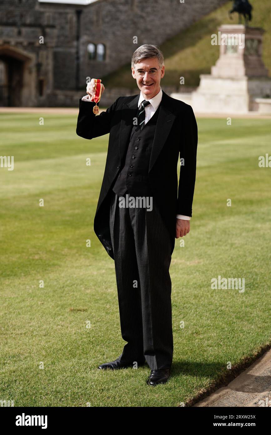 Sir Jacob Rees-Mogg after being made a Knight Bachelor of the British ...