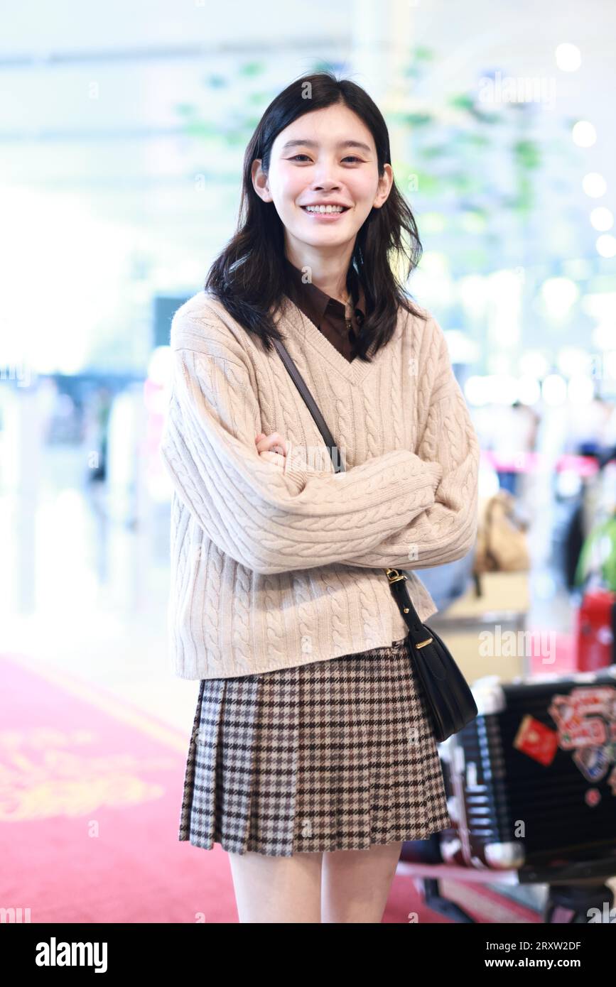 Chinese model Ming Xi appears at the airport in Shanghai, China, 24 ...