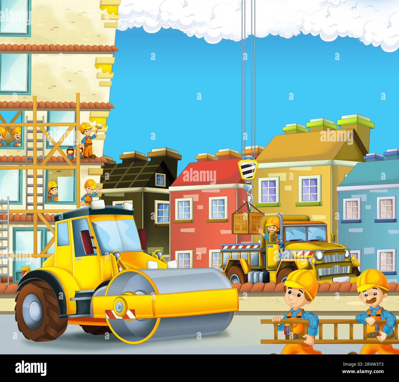 cartoon scene with industry construction site with gear or ...