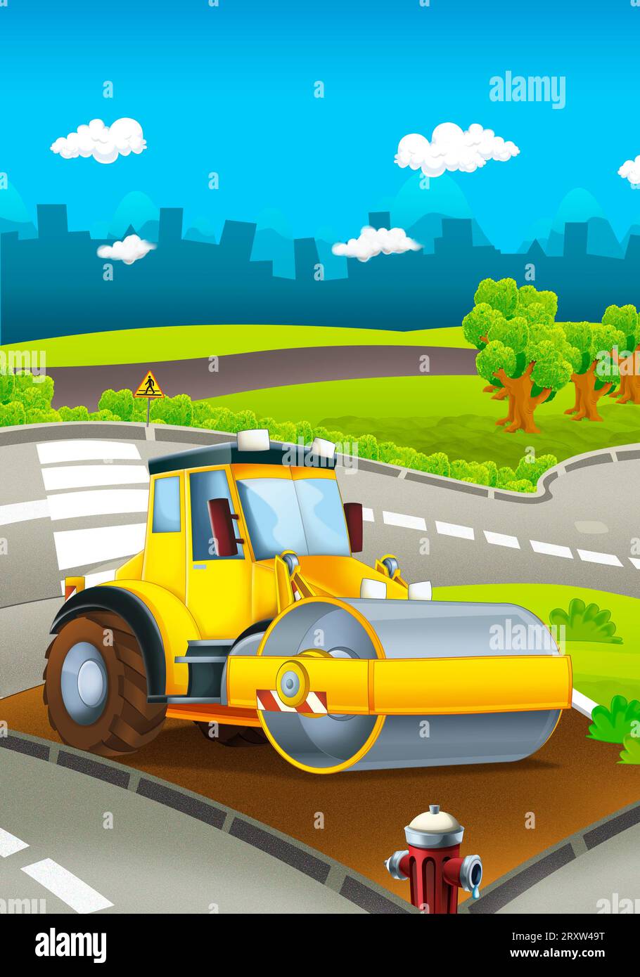 cartoon scene with industry construction site with gear or ...