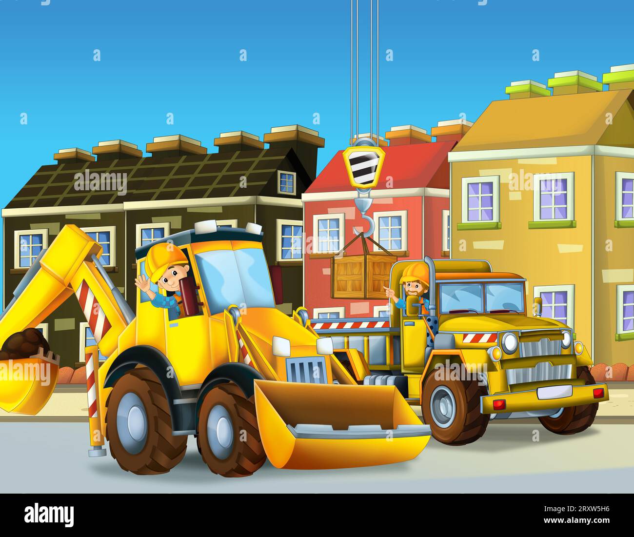 cartoon scene with industry construction site with gear or ...