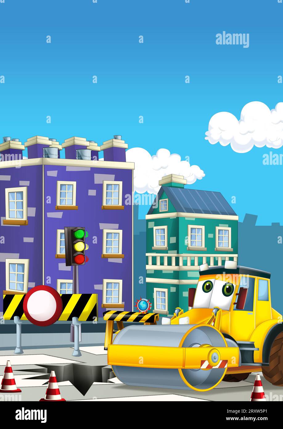 cartoon scene with industry construction site with gear or ...