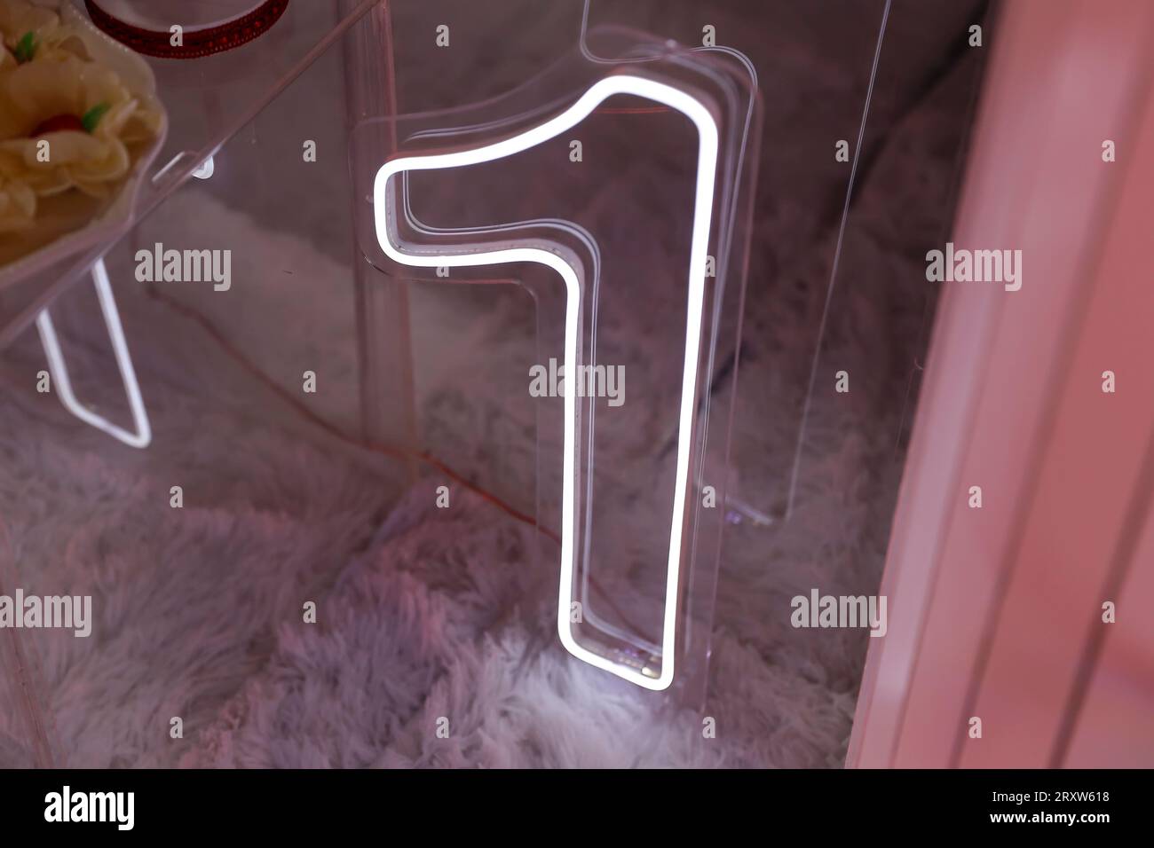 number one with lights at the 1 year old party - light party Stock ...