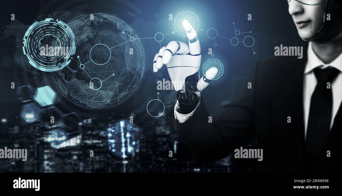 3D Rendering Futuristic robot technology development, artificial intelligence AI, and machine ...