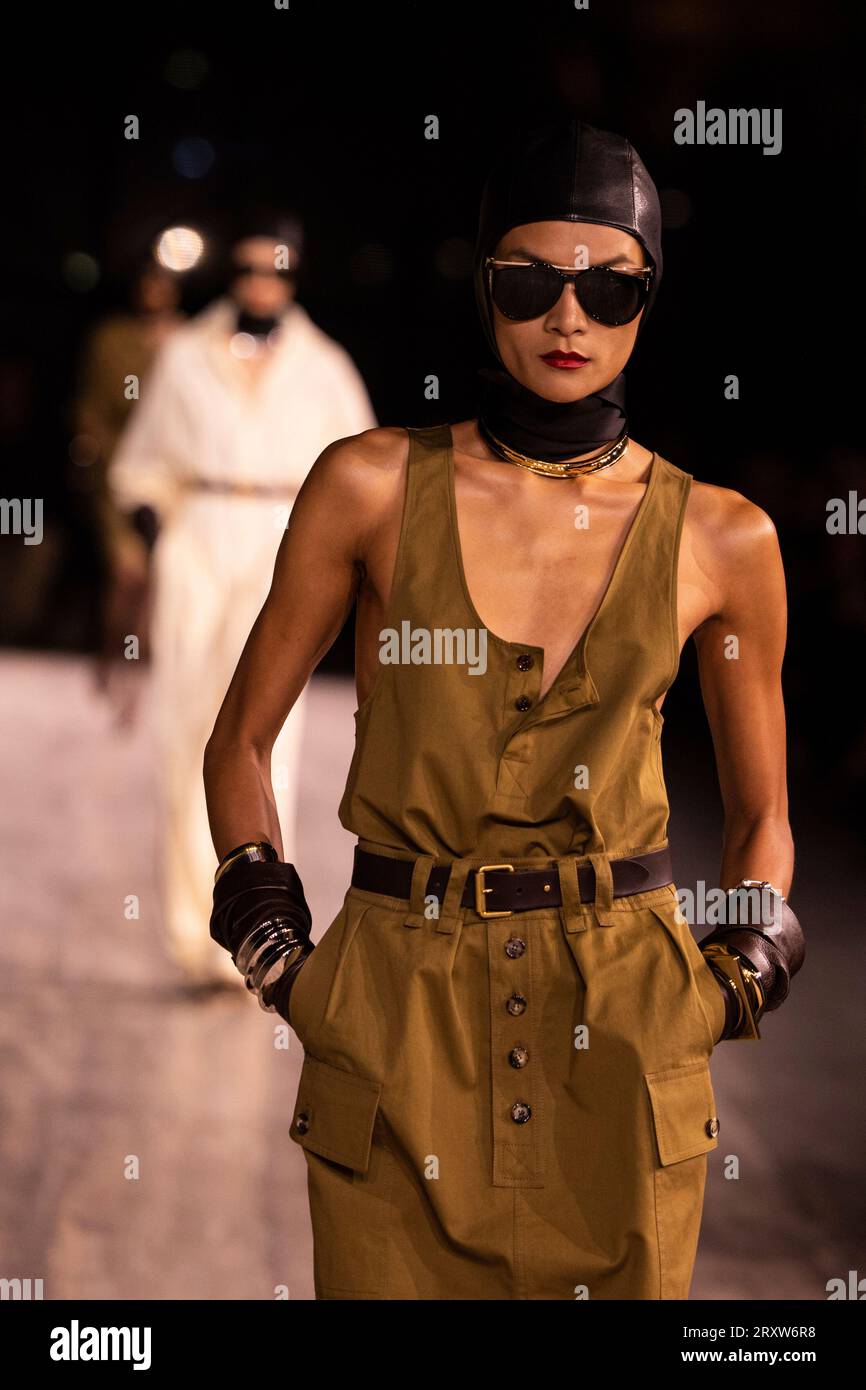 A model wears a creation for the Yves Saint Laurent Spring/Summer 2024 ...