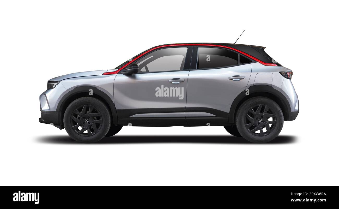 Opel Mokka SUV car side view isolated on white background Stock Photo ...