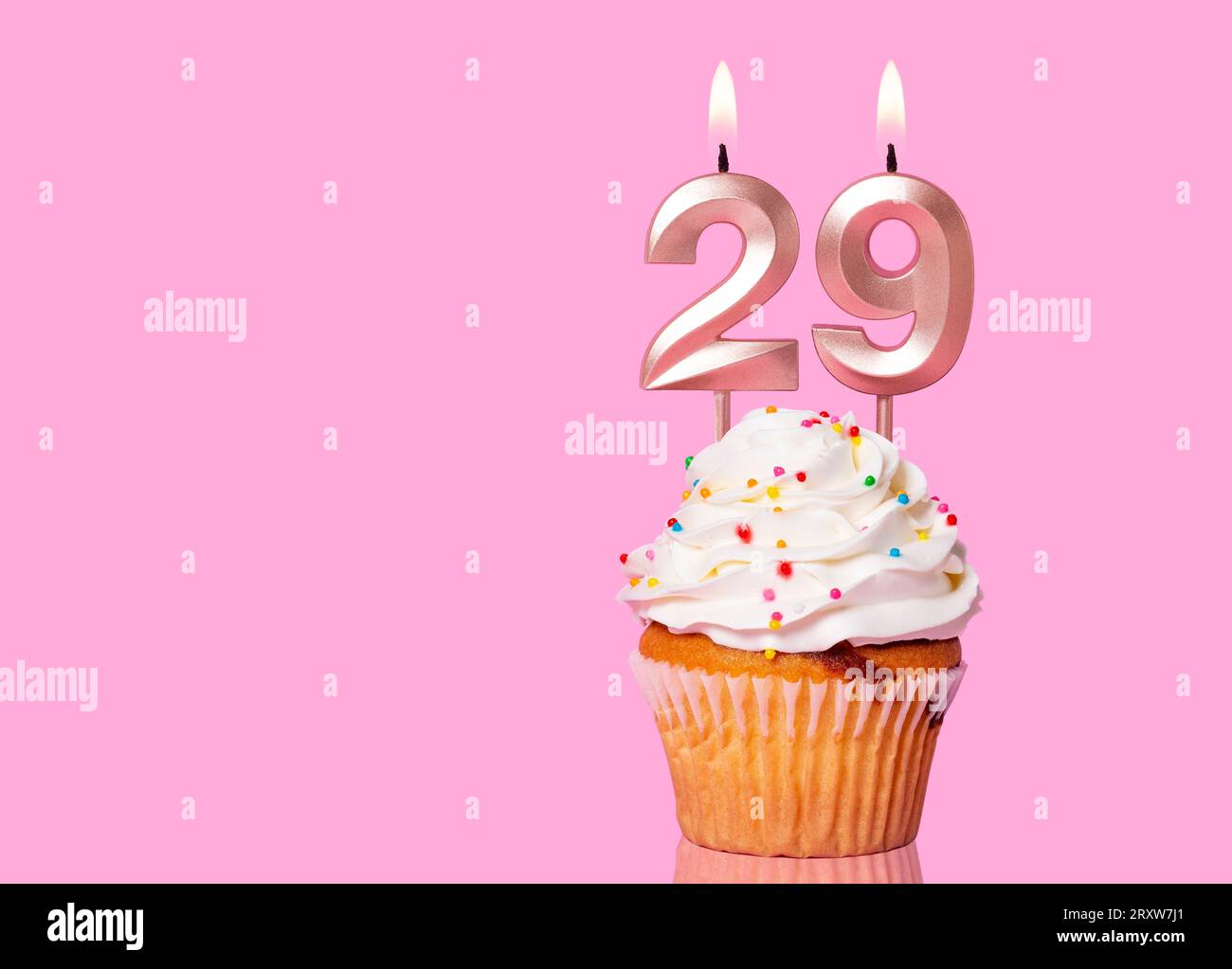 Birthday Cake With Candle Number 29 - On Pink Background Stock Photo ...
