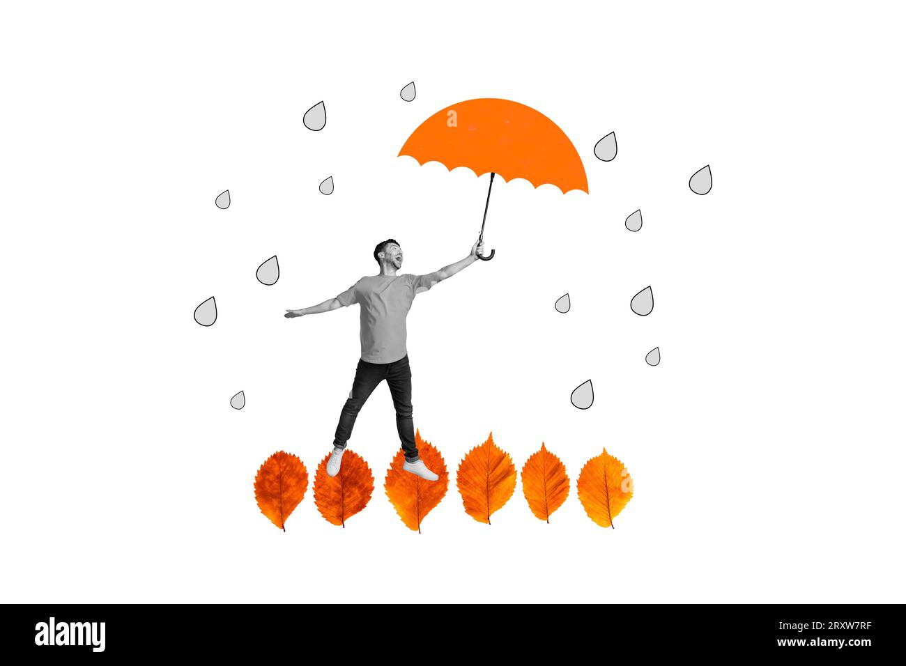 Composite creative photo abstract collage of good mood man dancing in ...