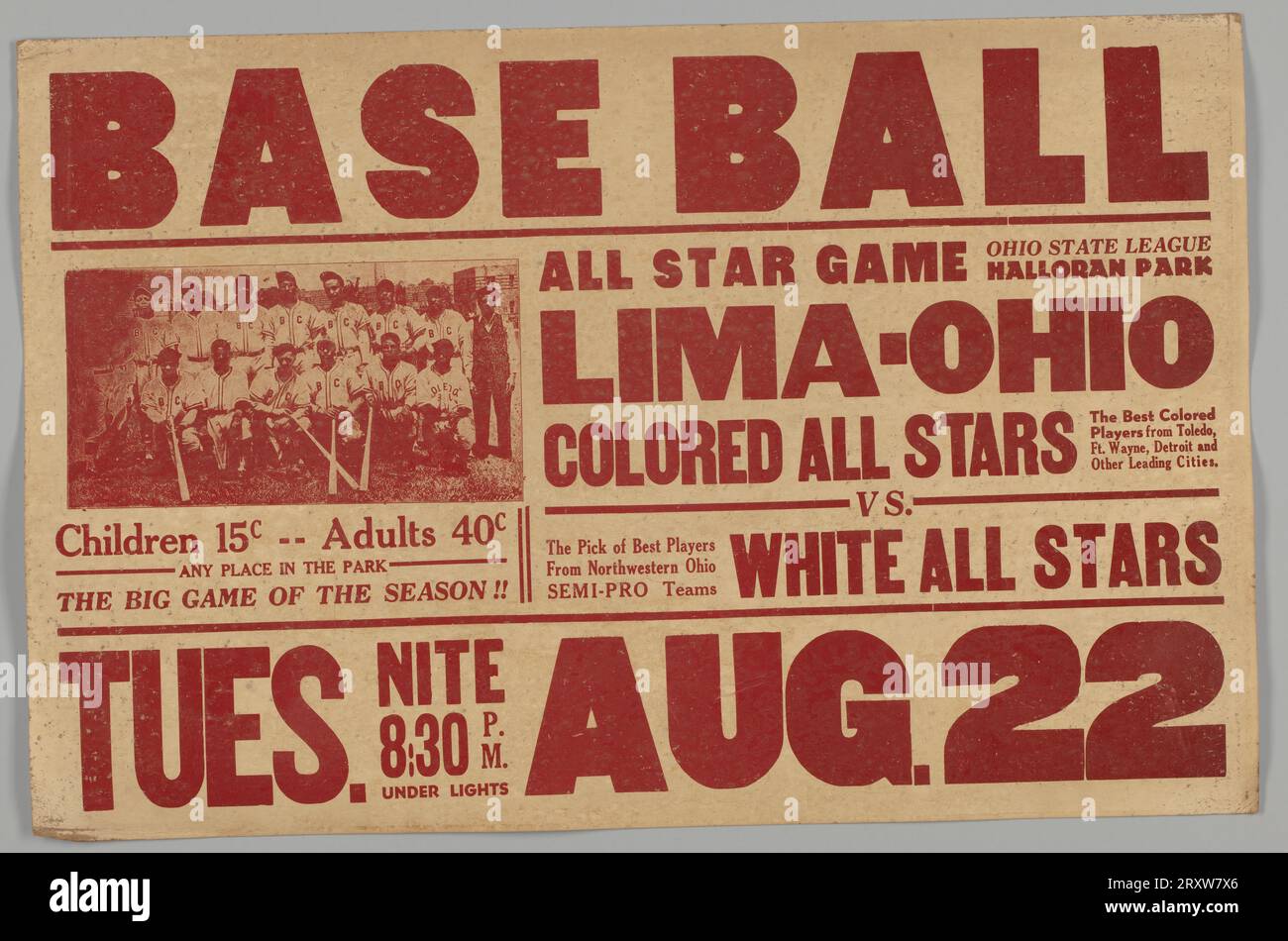 Poster for an All Stars baseball game 1930s Stock Photo - Alamy