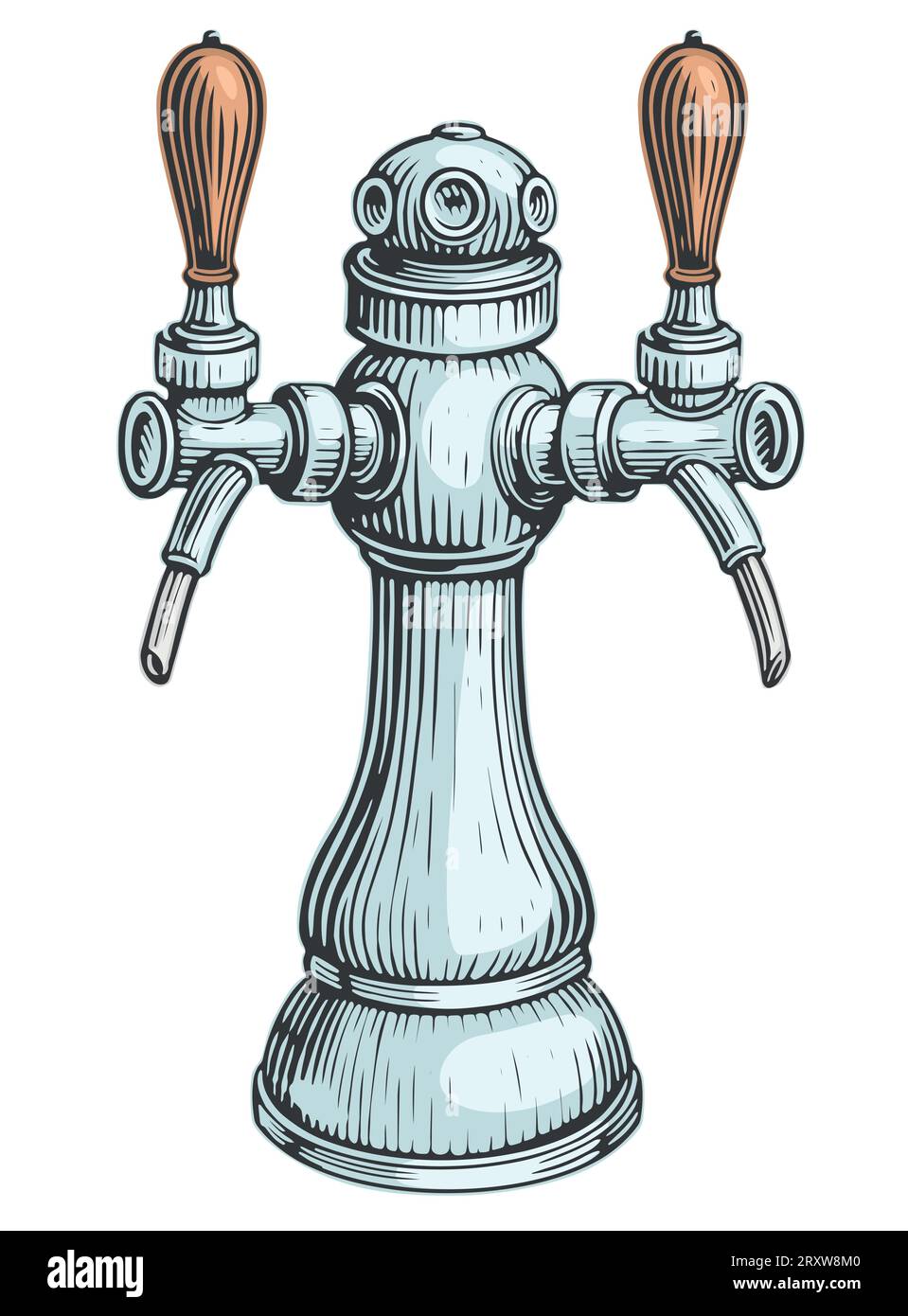 Beer tap for beer production, brewery, bar or pub. Hand drawn vector ...