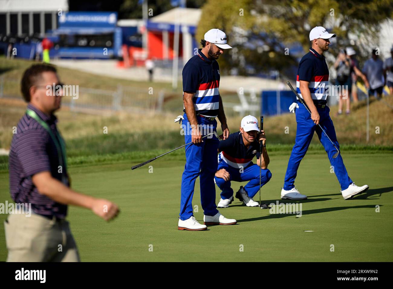 September 27, 2023, Rome: (L-R) US golfers Max Homa, Brian Harman and ...