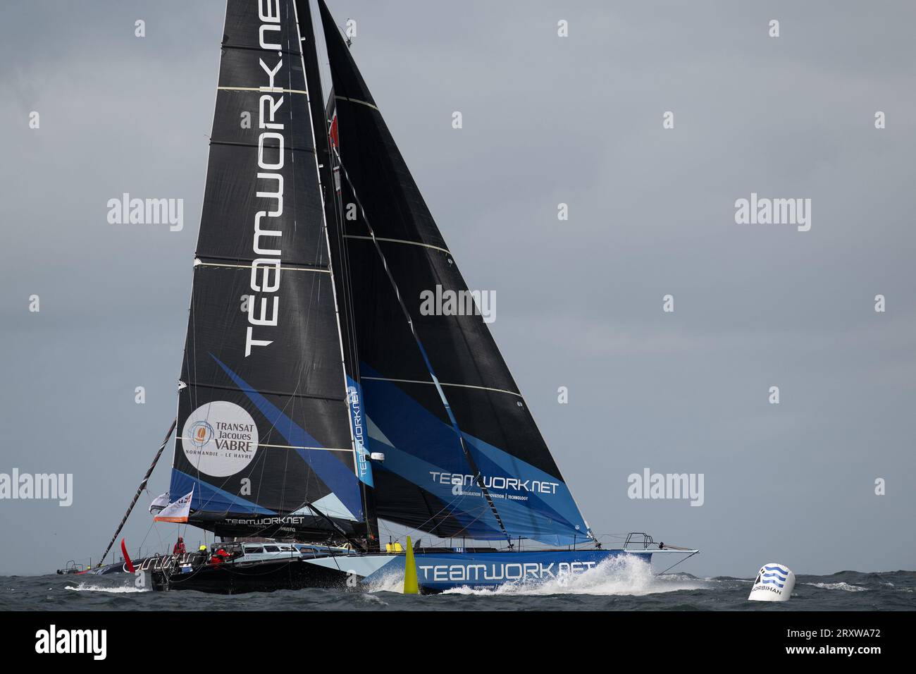 French skipper Justine Mettraux and Julien Villion sail their Imoca ...