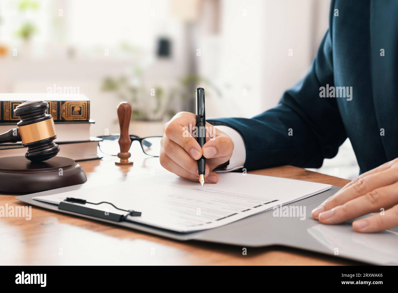 Notary public working in the office. Lawyer or attorney concept Stock ...