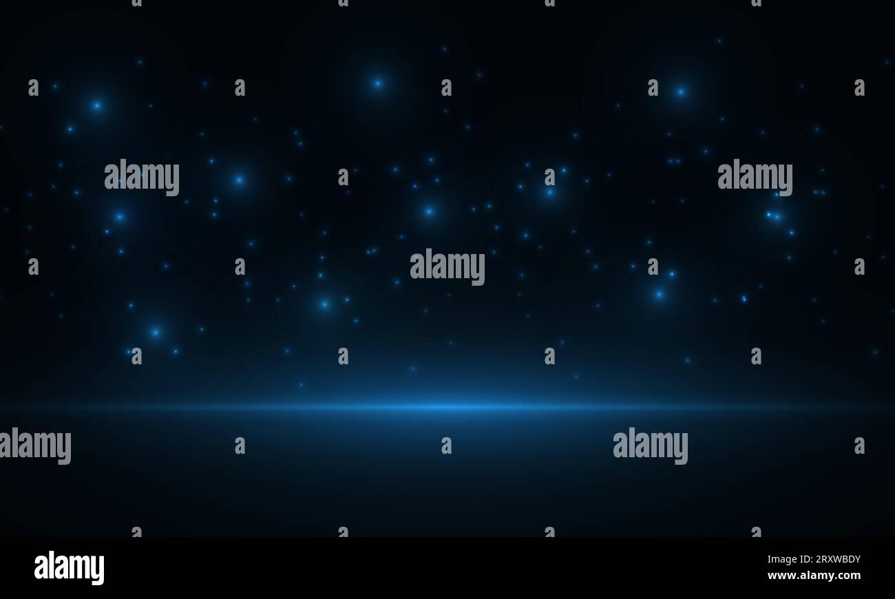 Abstract universe background with blue light stars. Studio concept ...