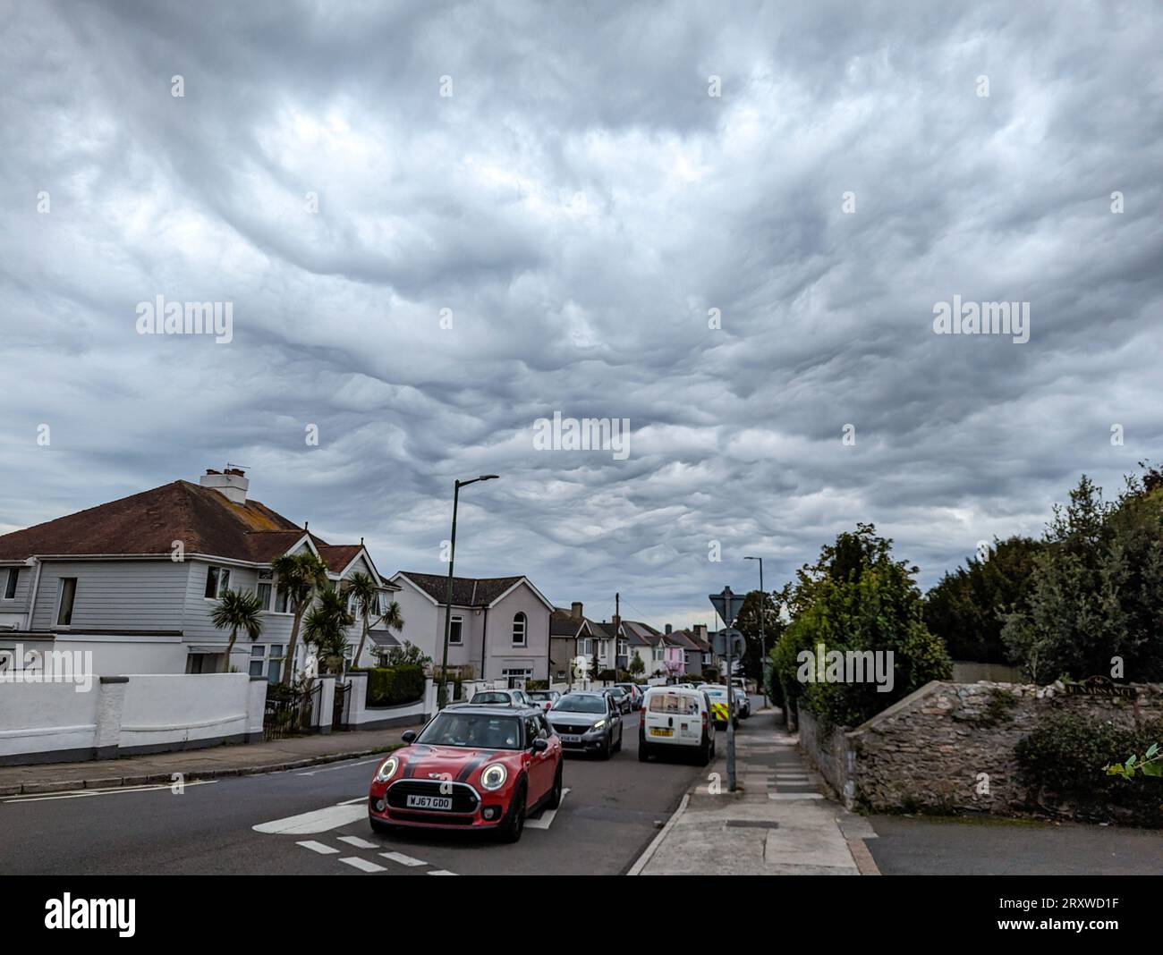 Torquay, UK. 27 September 2023. Unusual clouds 'Undulatus Asperatus ...