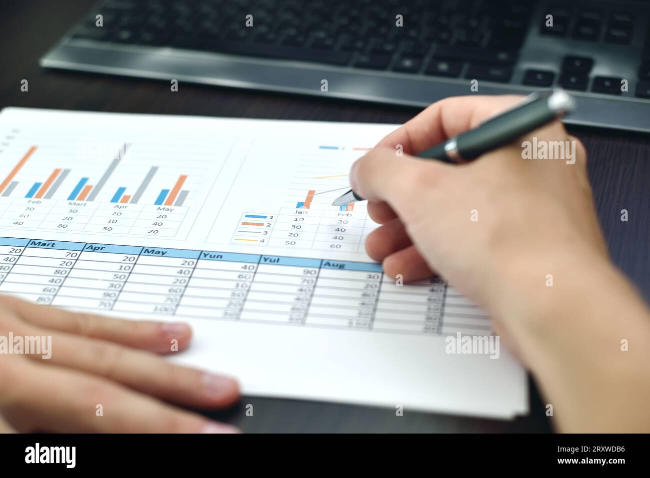 Stock Broker Analyzing At Graph And Checking Business Plan. Business ...