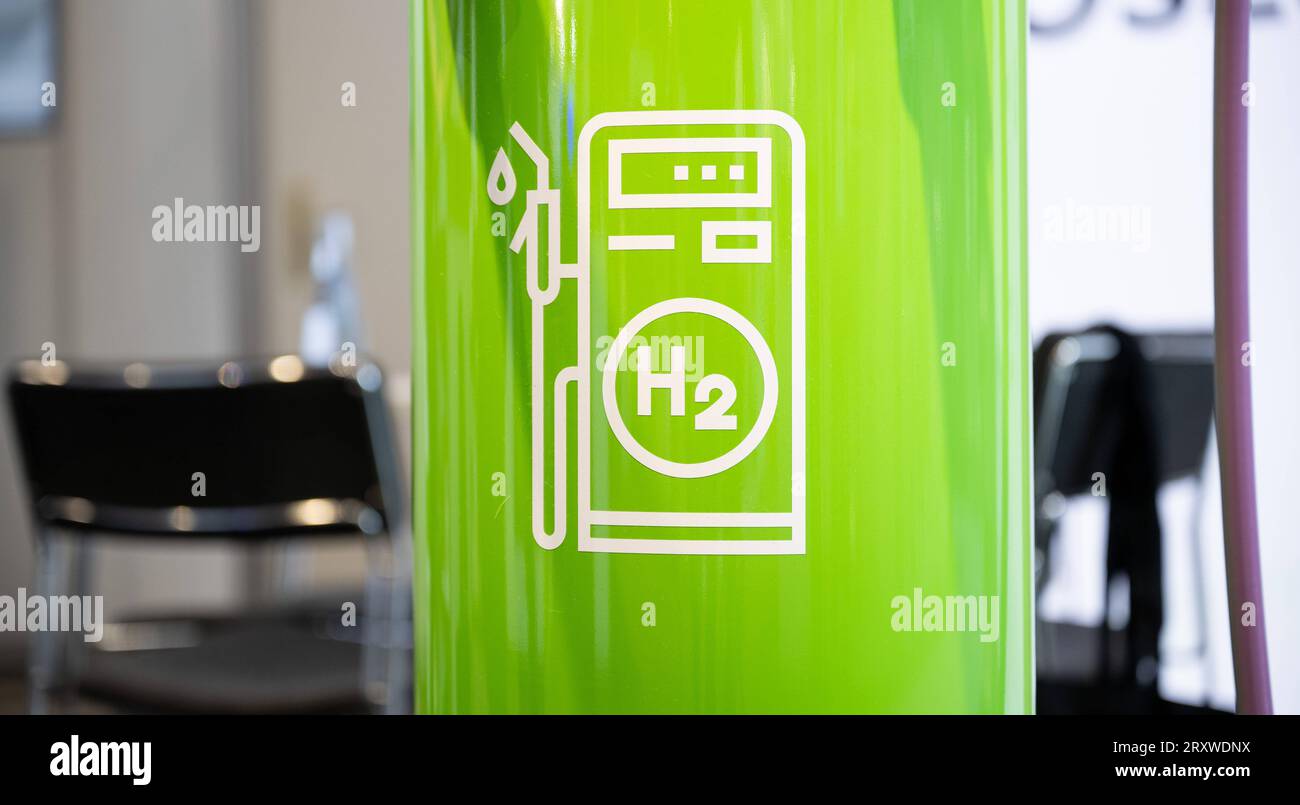 Wasserstoff Technologie Messe in Bremen Eine stilisierte Wasserstoff ...