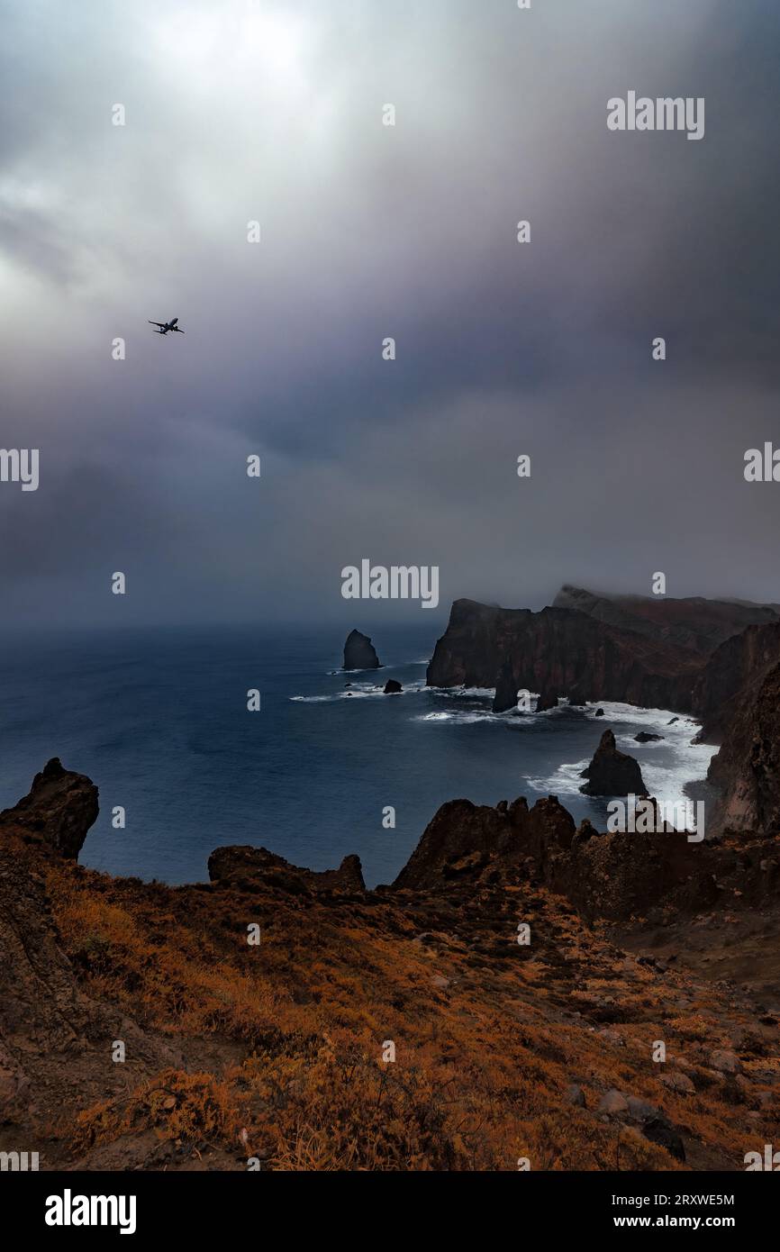 View of the rocky landscape of the Ponta de São Lourenço peninsula on ...