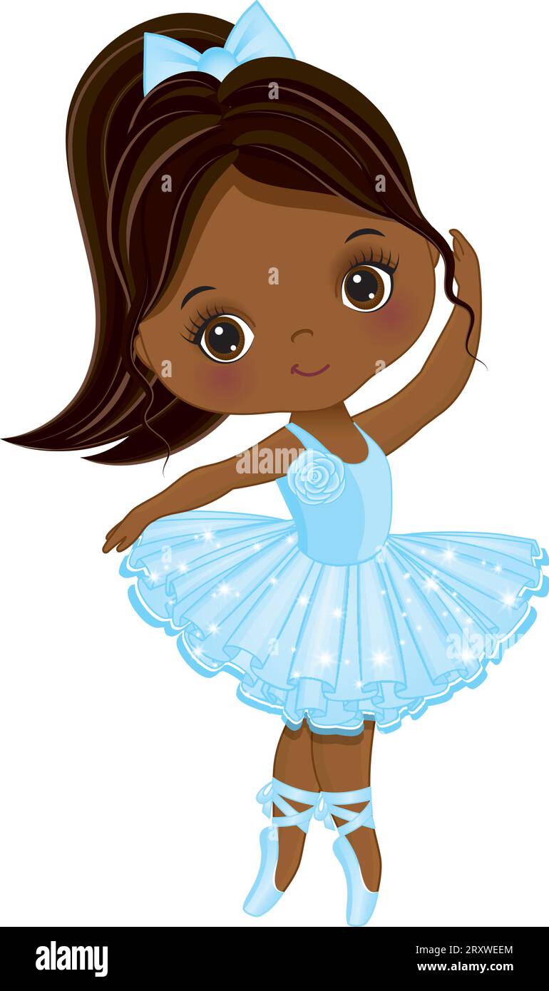 Vector Little African American Ballerina Dancing Stock Vector Image ...