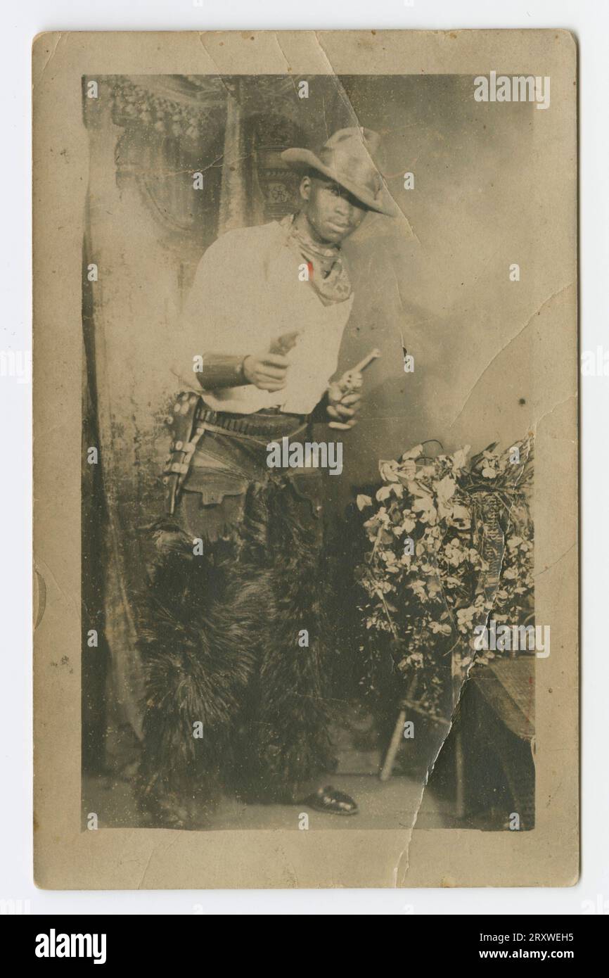 Photograph portrait of a man dressed as a cowboy early 20th century ...