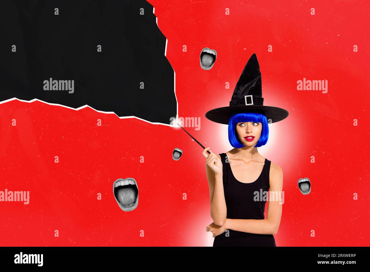 Exclusive magazine picture sketch collage image of charming witch ...