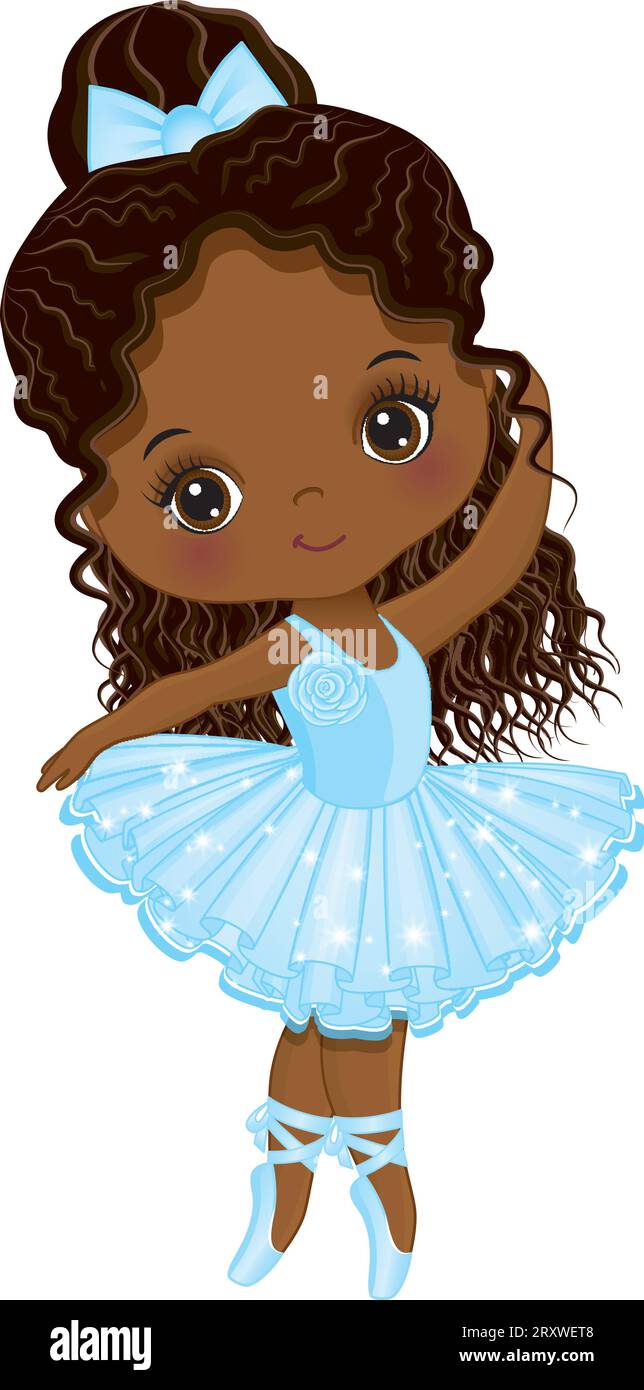 Vector Little African American Ballerina Dancing Stock Vector Image ...